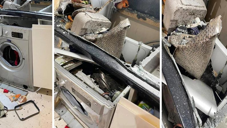 Shocking Scene: వంట గదిలో భారీ శబ్దం.. పేలిన వాషింగ్ మిషన్.. భయానక ...