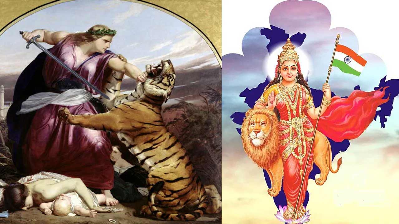Bharata Mata: భరత మాత చిత్ర పటం.. బ్రిటన్ దేవతకు అనుకరణ అంటూ సోషల్ ...